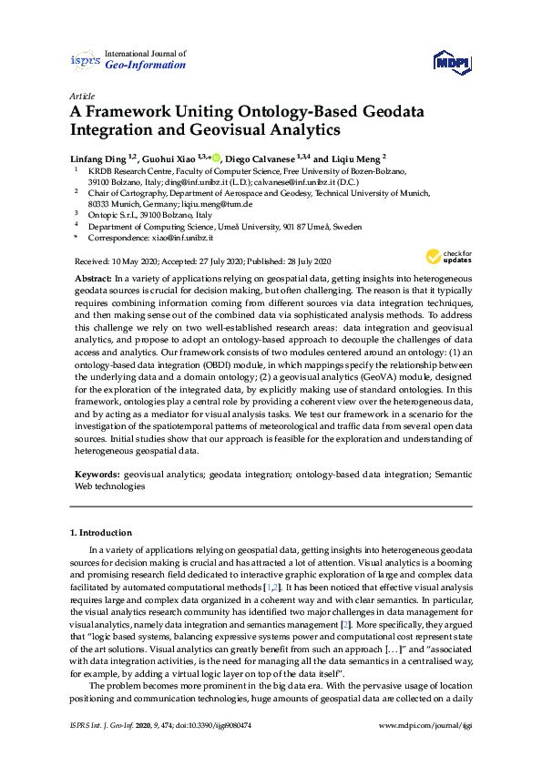 (PDF) A Framework Uniting Ontology-Based Geodata Integration and Geovisual Analytics