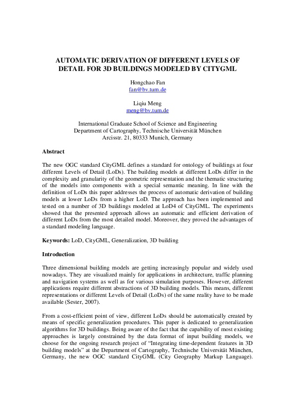 (PDF) Automatic derivation of different levels of detail for 3D ...