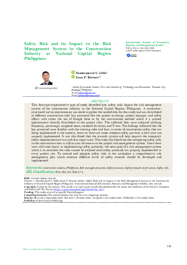 (PDF) Safety Risk and its Impact to the Risk Management System in the ...