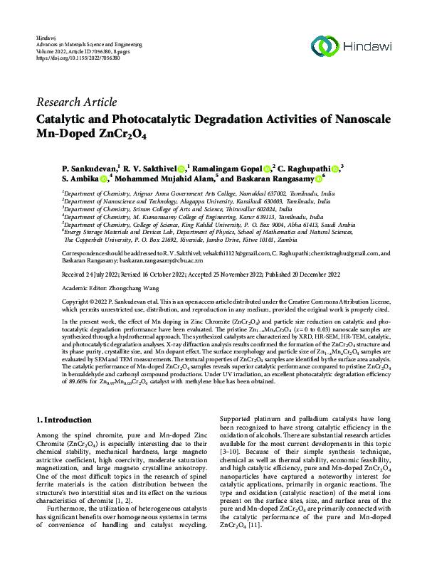 (PDF) Catalytic and Photocatalytic Degradation Activities of Nanoscale ...