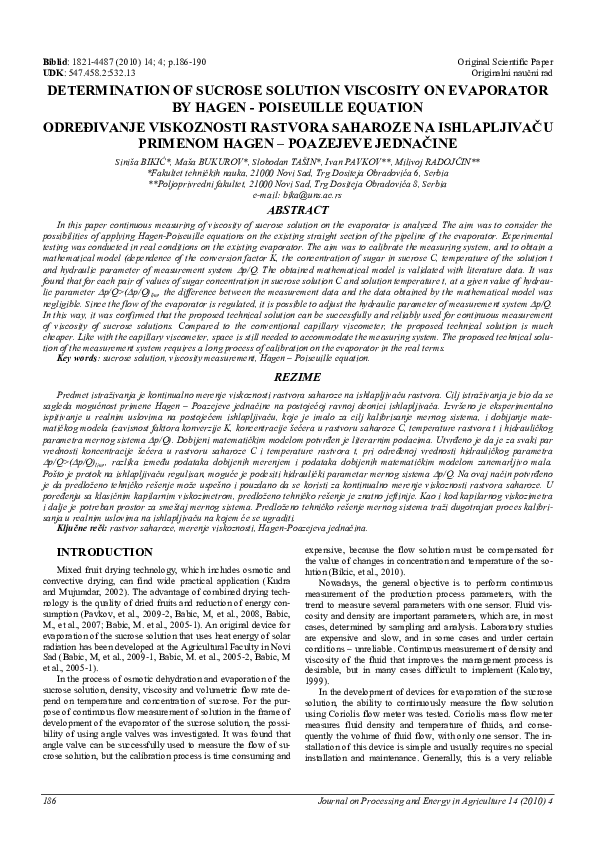 (PDF) Viscosity Measurement of Sucrose Solutions