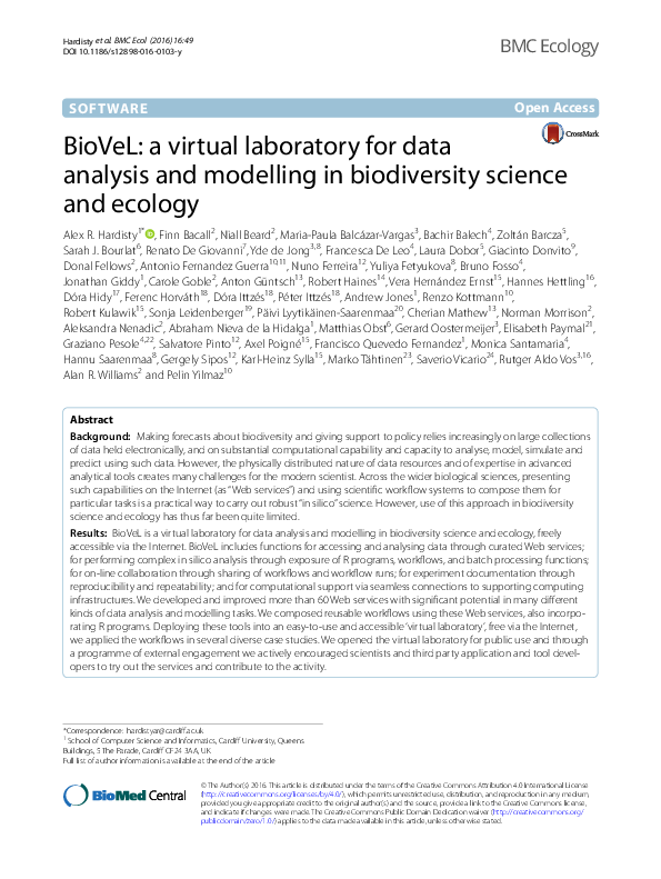 (PDF) BioVeL: a virtual laboratory for data analysis and modelling in ...