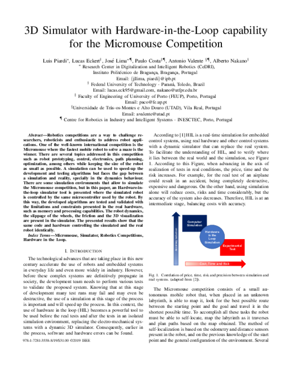 (PDF) 3D Simulator with Hardware-in-the-Loop capability for the Micromouse Competition