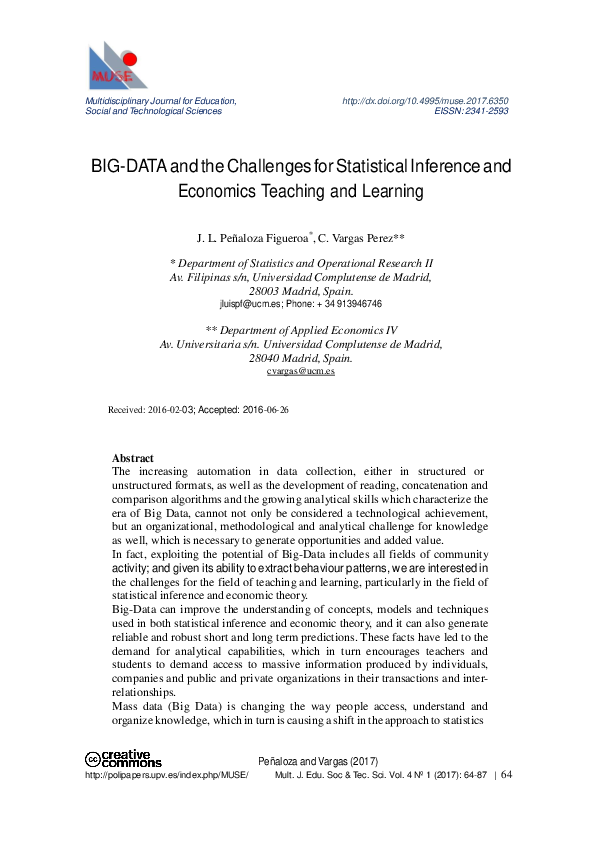 (PDF) BIG-DATA and the Challenges for Statistical Inference and ...