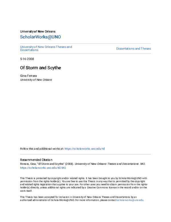(PDF) Of Storm and Scythe