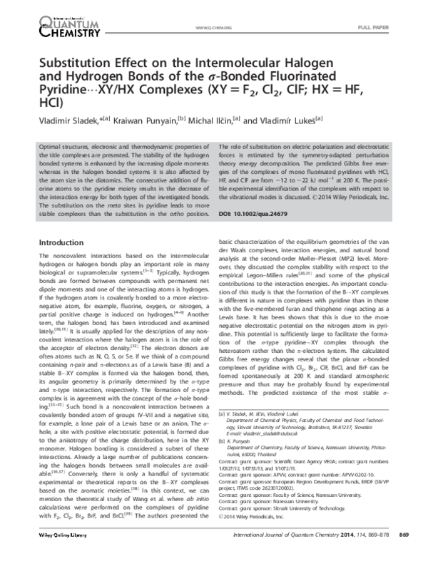 (PDF) Substitution effect on the intermolecular halogen and hydrogen ...