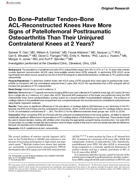 (PDF) Do Bone–Patellar Tendon–Bone ACL-Reconstructed Knees Have More Signs of Patellofemoral ...