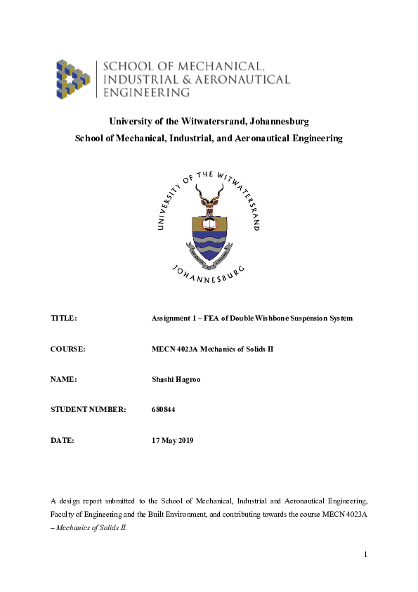 (PDF) FEA of Double Wishbone Suspension System Under Extreme Driving ...