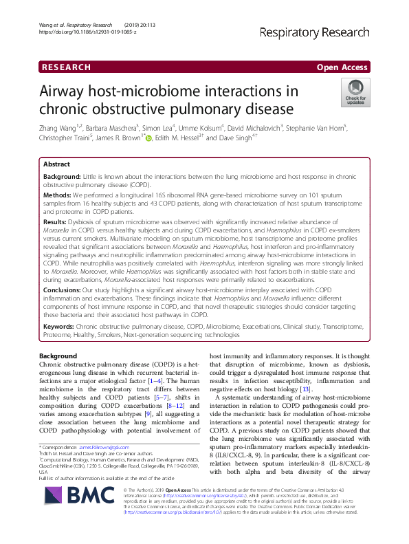 (PDF) Airway host-microbiome interactions in chronic obstructive ...