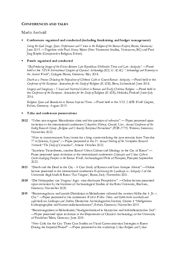 (PDF) Conferences and Talks (until 2022)