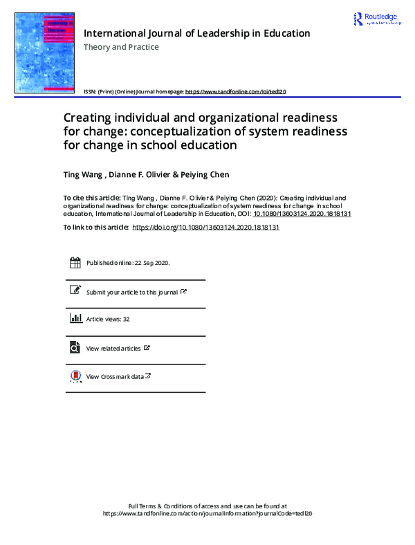 (PDF) Creating individual and organizational readiness for change ...