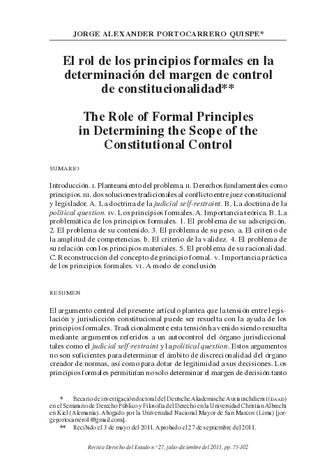(PDF) El Rol De Los Principios Formales En La Determinación Del Margen ...