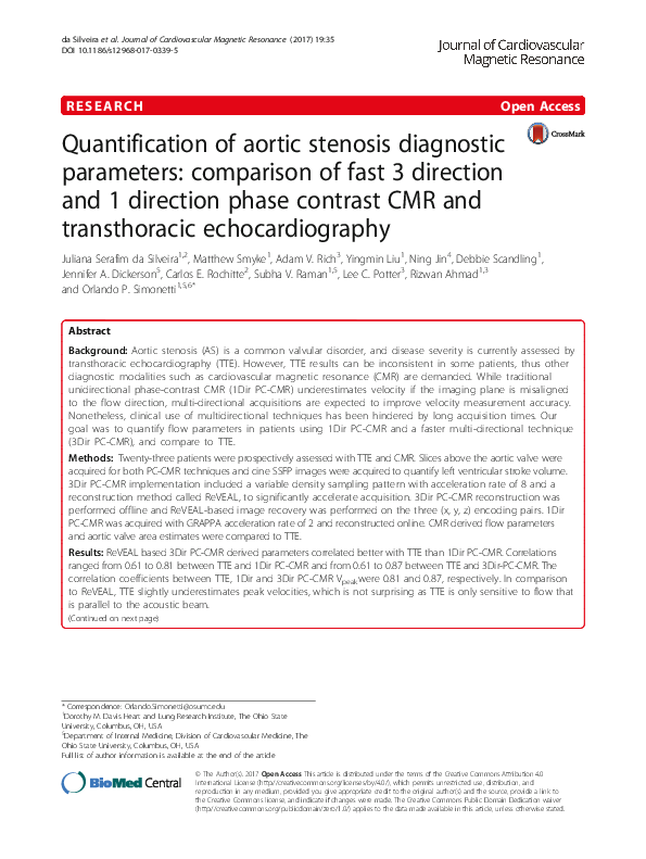 (PDF) Quantification of aortic stenosis diagnostic parameters ...