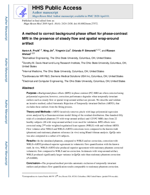 (PDF) A method to correct background phase offset for phase‐contrast ...