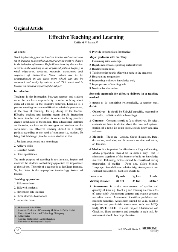 (PDF) Effective Teaching and Learning