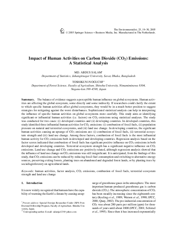 (PDF) Impact of Human Activities on Carbon Dioxide (CO2) Emissions: A ...
