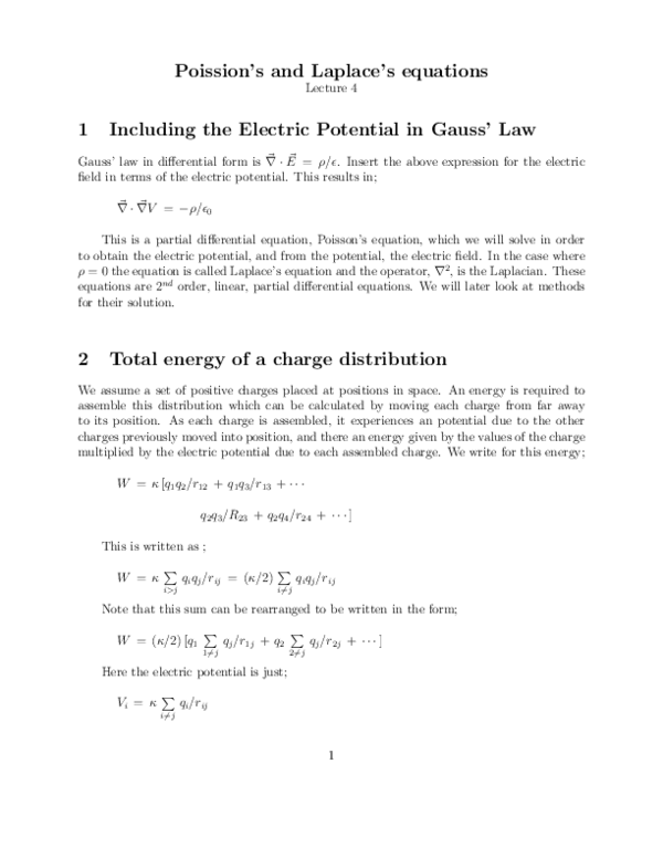 (PDF) Poisson’s and Laplace’s Equations