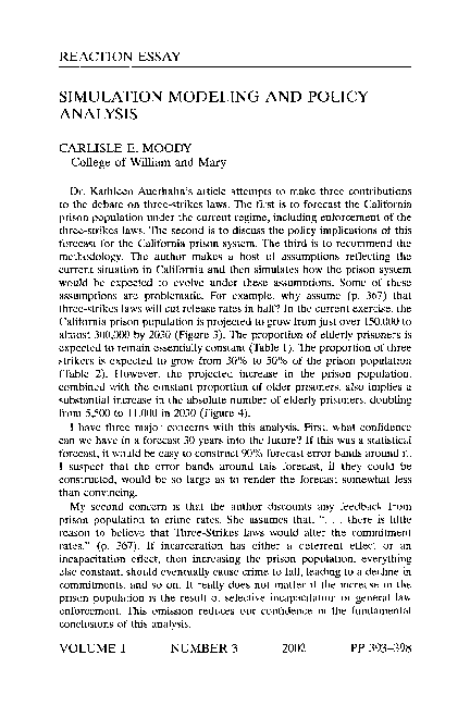 (PDF) Simulation Modeling and Policy Analysis