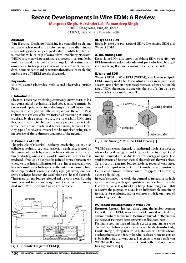 (PDF) Recent Developments in Wire EDM: A Review 1