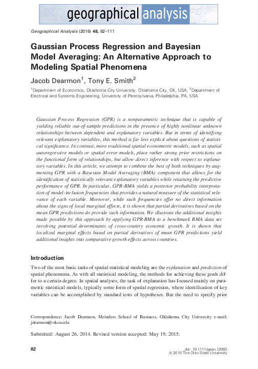(PDF) Gaussian Process Regression and Bayesian Model Averaging: An Alternative Approach to ...