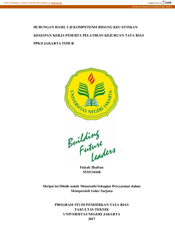 (PDF) Hubungan Hasil Uji Kompetensi Bidang Kecantikan dengan Kesiapan ...