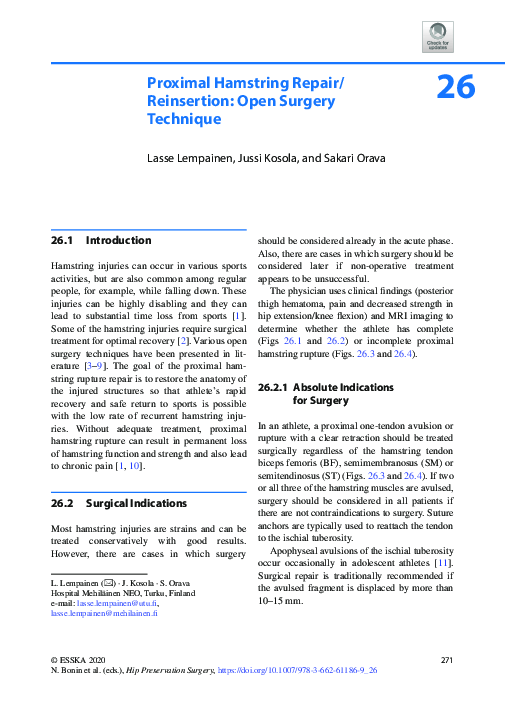 (PDF) Proximal Hamstring Repair/Reinsertion: Open Surgery Technique ...