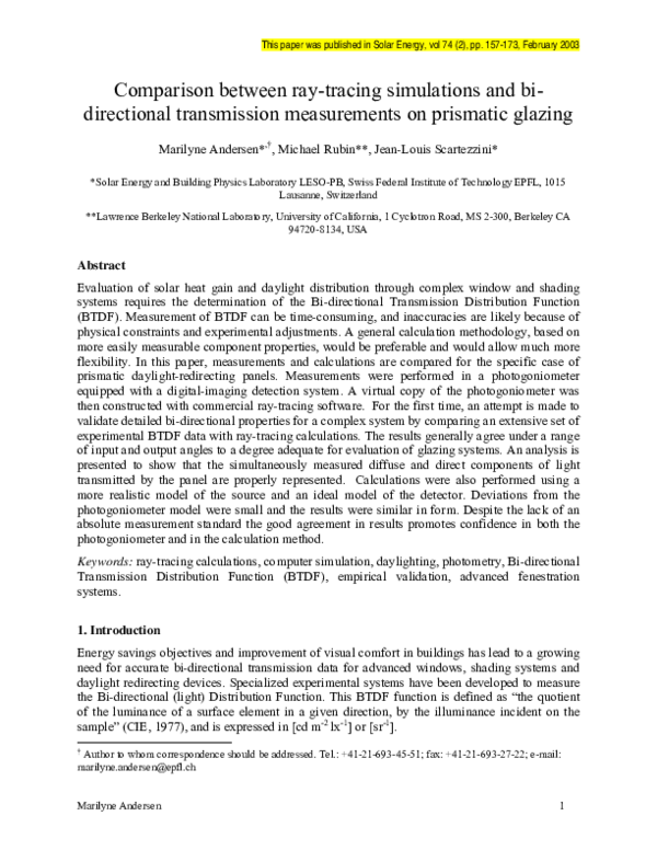 Pdf Comparison Between Ray Tracing Simulations And Bi Directional