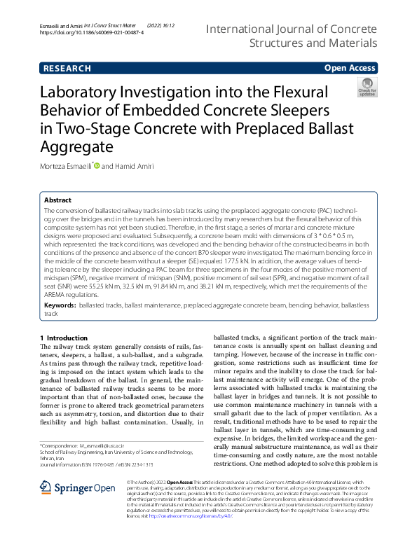 (PDF) Laboratory Investigation into the Flexural Behavior of Embedded Concrete Sleepers in Two ...