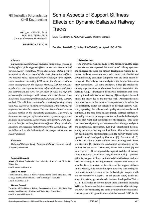 (PDF) Some Aspects of Support Stiffness Effects on Dynamic Ballasted ...