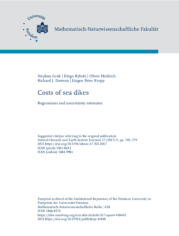 (PDF) Costs of sea dikes
