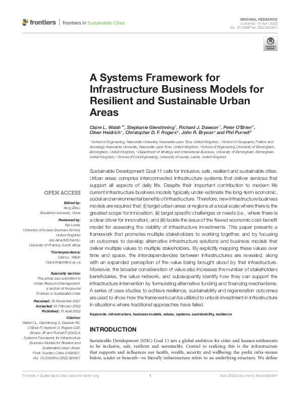 (PDF) A Systems Framework for Infrastructure Business Models for ...