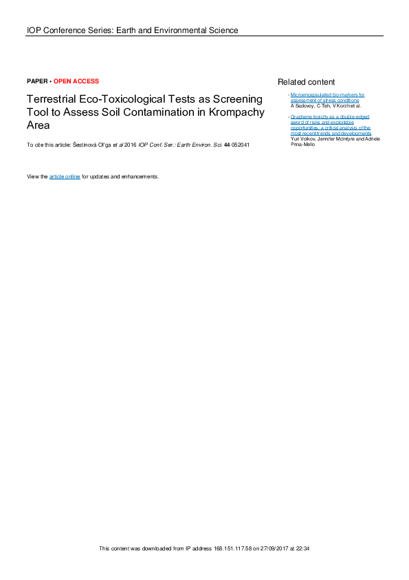 (PDF) Terrestrial Eco-Toxicological Tests as Screening Tool to Assess ...