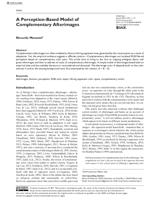 (PDF) A Perception-Based Model of Complementary Afterimages
