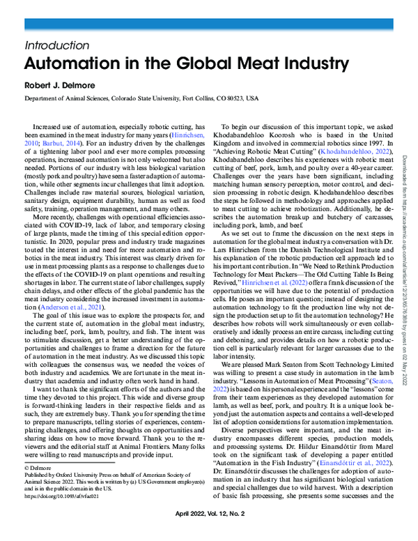 (PDF) Automation in the Global Meat Industry