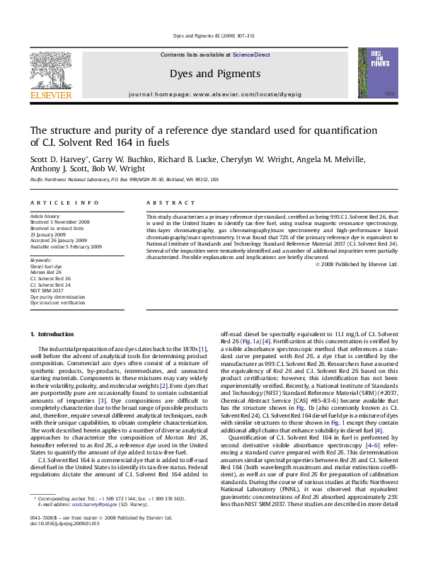 (PDF) The structure and purity of a reference dye standard used for ...