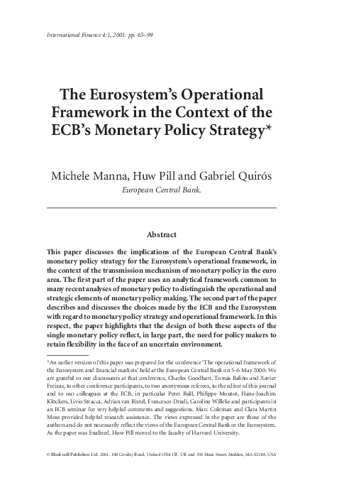 (PDF) The Eurosystem's Operational Framework in the Context of the ECB ...