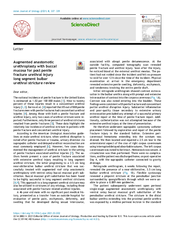 Pdf Augmented Anastomotic Urethroplasty With Buccal Mucosa For Post