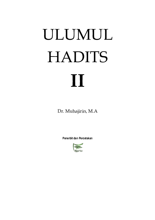 (PDF) BUKU ULUMUL HADITS II LENGKAP