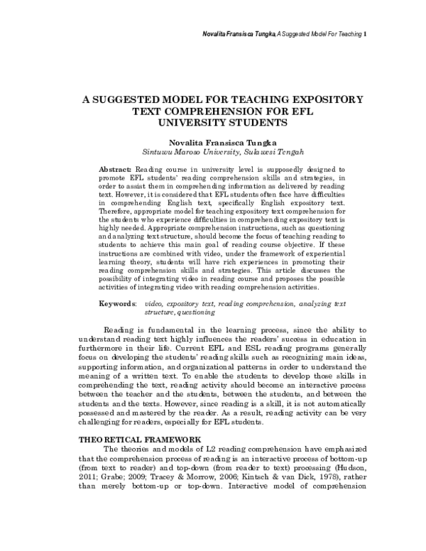 (PDF) A Suggested Model for Teaching Expository Text Comprehension for ...