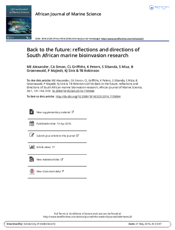 (PDF) Back to the future: reflections and directions of South African ...