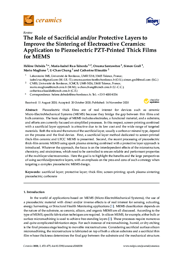 (PDF) The Role of Sacrificial and/or Protective Layers to Improve the ...