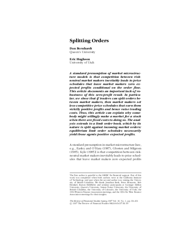 (PDF) Splitting Orders