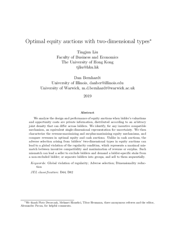 (PDF) Optimal equity auctions with two-dimensional types