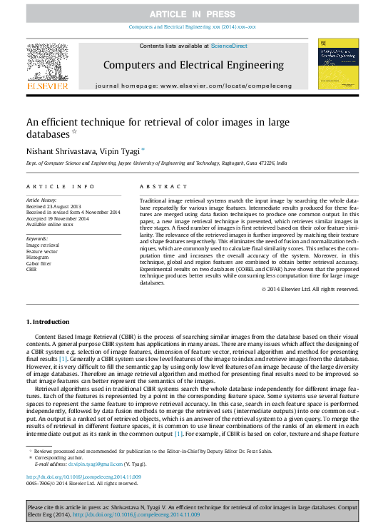 (PDF) An efficient technique for retrieval of color images in large databases
