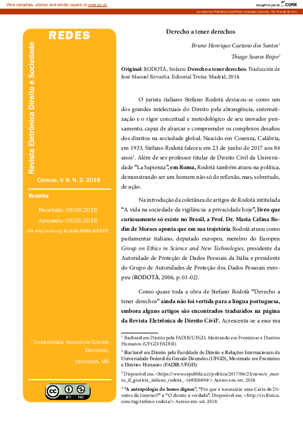 (PDF) Derecho a tener derechos