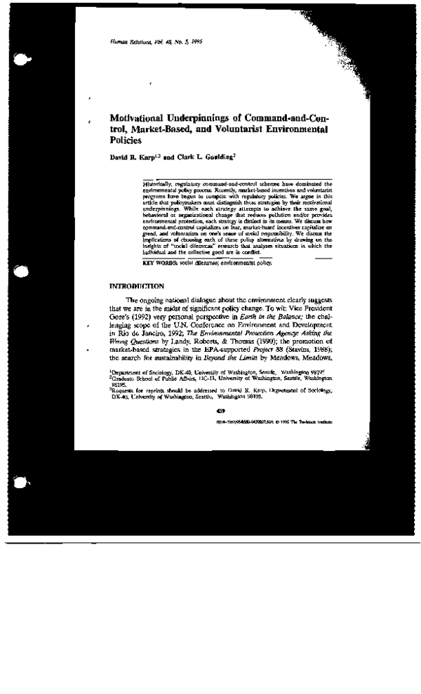 (PDF) Motivational Underpinnings of Command-and-Control, Market-Based ...