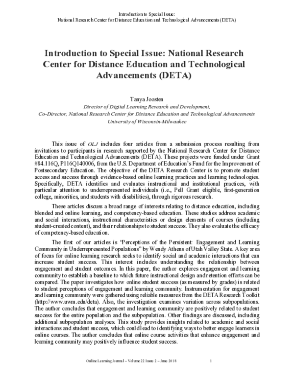 (PDF) Introduction to Special Issue: National Research Center for ...