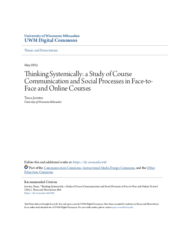 (PDF) Thinking systemically: A study of course communication and social ...