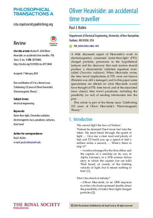 (PDF) Oliver Heaviside: an accidental time traveller