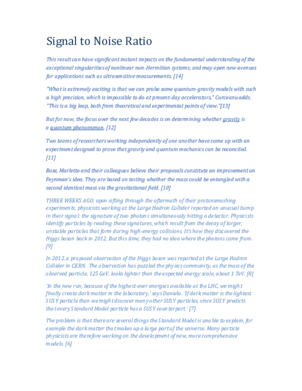 (PDF) Signal to Noise Ratio
